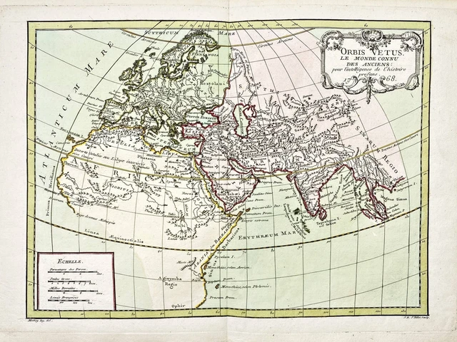 OLD WORLD MAP Antique Monde Carte Du Philippe Pretot Gravure sur Cuivre ...