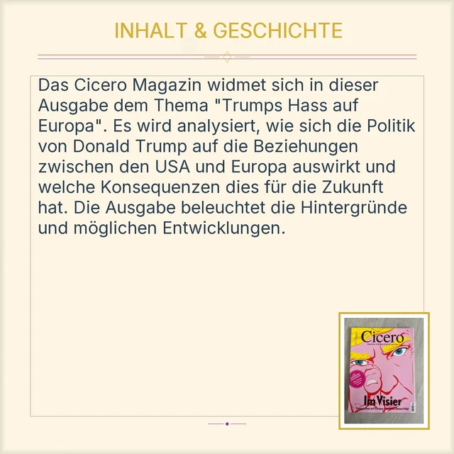 CICERO MAGAZINE N°04 Avril 2025 Trump Haine Europe Analyse EUR 3,95 ...