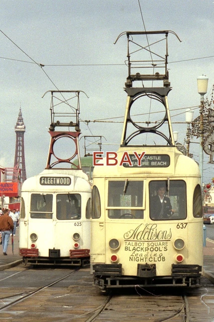 BLACKPOOL TRAM PHOTO - Brush Cars 625 and 637 (Addisons Advert) (407) £ ...