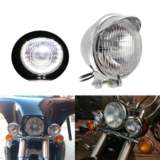 CHROME VISOR BULLET LED Headlight For Yamaha V Star XVS 650 950 1100 ...