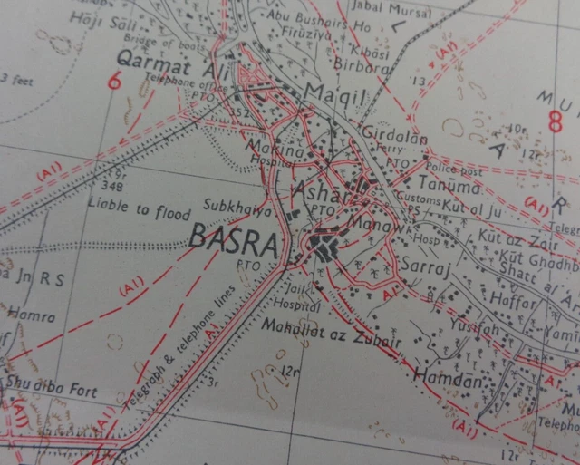 WW2 BRITISH MAP of IRAQ entitled "BASRA" (FOR OFFICIAL USE ONLY) £69.99 ...