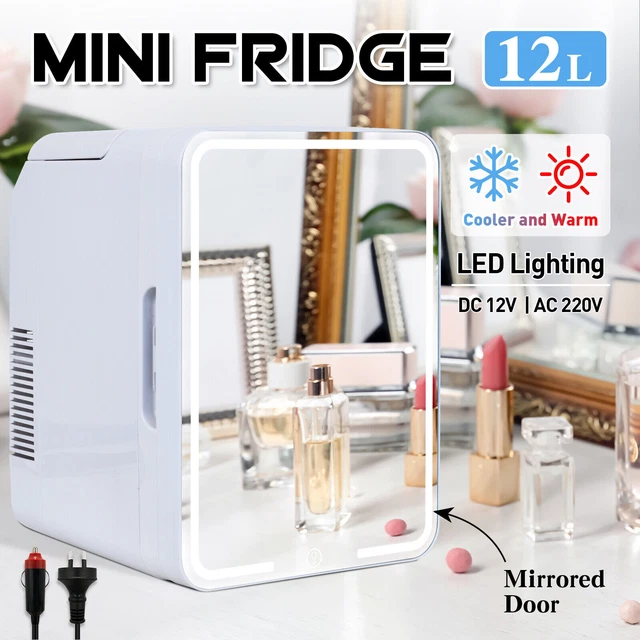 12L PORTABLE MINI Fridge Mirror Refrigerator Makeup Cosmetics Cooler ...