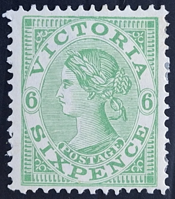 1905 VICTORIA AUSTRALIA 6d Dull Green Postage stamp WMk Crn/A P12 1 ...