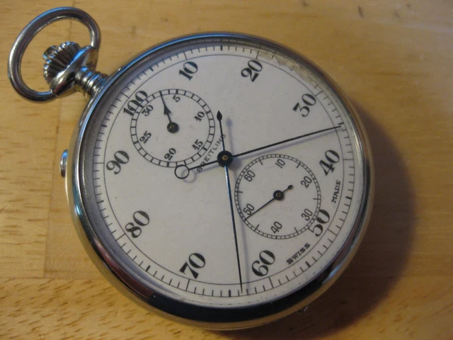 RARE BREITLING VALJOUX 26 Vintage Spilt Second Chronograph Stopwatch ...