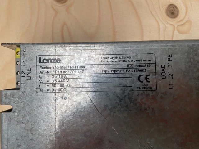 LENZE FUNKENTSTÖRFILTER / RFI Filter Typ: EZ F3 016A003; Top Zustand ...
