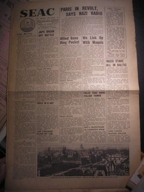 BRITISH ARMY INDIA Burma SEAC Newspaper 1944 Military History Empire £ ...