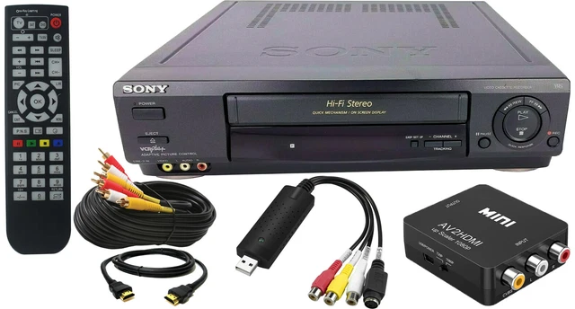 SONY VCR VHS Transfer VHS to DVD Bundle w/ Remote, AV to USB Adapter ...