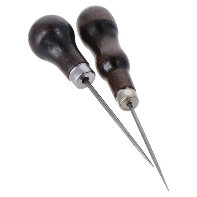 STAINLESS STEEL NEEDLE Sharp Awl Awl with Wooden Handle Perforated ...