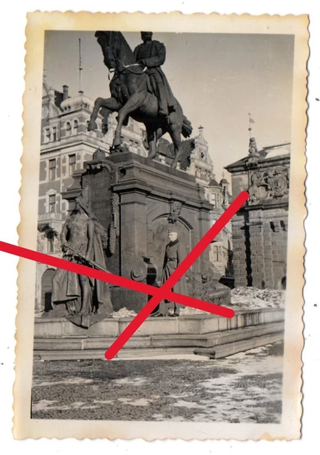 A27 - POLEN Danzig 1940 Gebäude Denkmal Gedenkstein Statue Pferd Reiter ...
