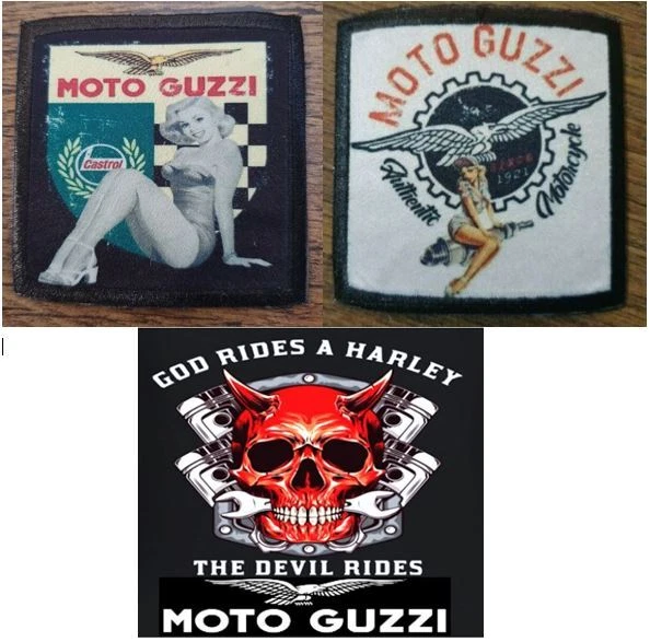 MOTO GUZZI PIN Ups Devil Rides A Guzzi Motorcycle Biker Sew / Iron On ...
