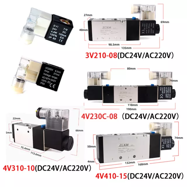 2/3 POSITION 5/3 way Solenoid Pneumatic Air Valve DC24V/AC220V 4V310-10 ...