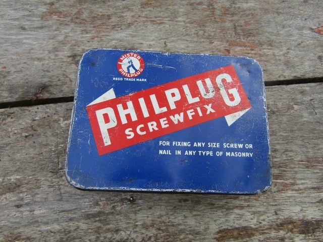 VINTAGE PHILPLUG SCREWFIX Tin - Collectable 1950s Era £8.00 - PicClick UK