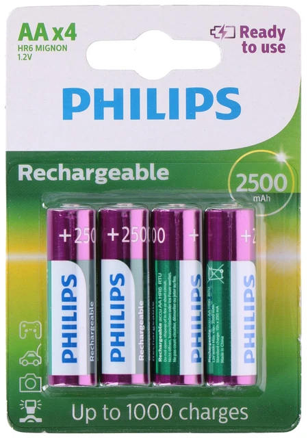 PHILIPS PILES AA 4 Pièces NiMH 2500mAh EUR 32,19 - PicClick FR