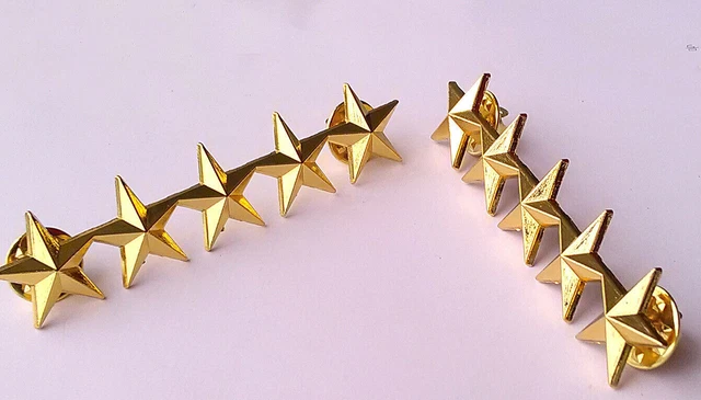 WW2 PAIR US Military Army Five Stars Captain General Rank Badge Pin ...