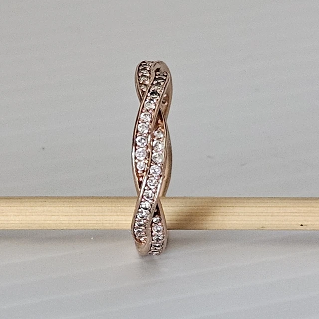 PANDORA ROSE SPARKLING Twisted Lines Twist Of Fate Ring Size 56 180892 ...