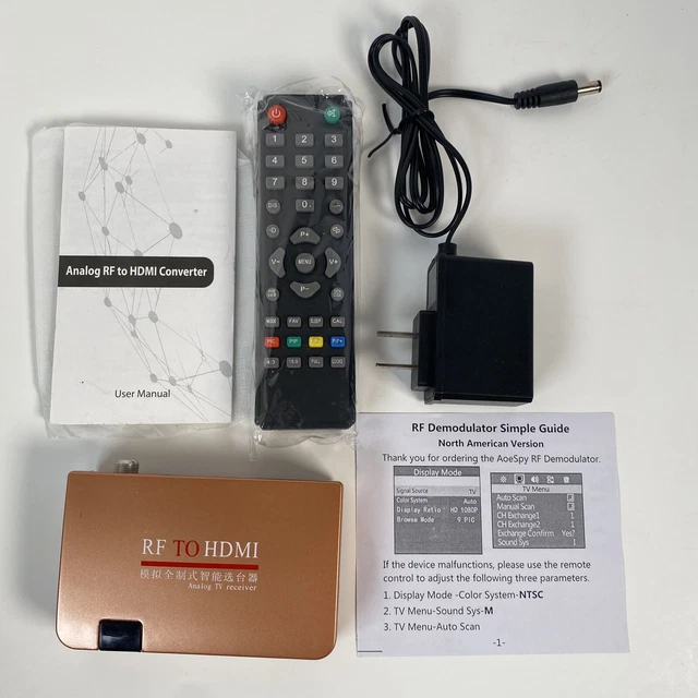 RF DEMODULATOR COAX to HDMI UHF Modulator VHF Adapter Coaxial Converter ...