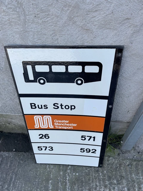VINTAGE LARGE ENAMEL double sided GMT bus Stop Sign. £115.12 - PicClick UK