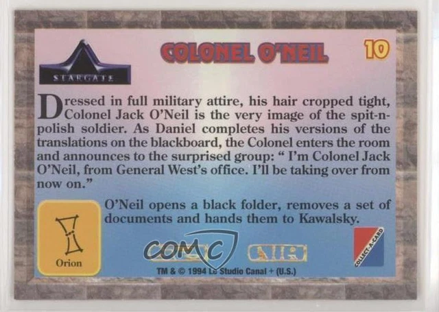 1994 COLLECT-A-CARD STARGATE Colonel O'Neil #10 3c7 EUR 3,79 - PicClick FR