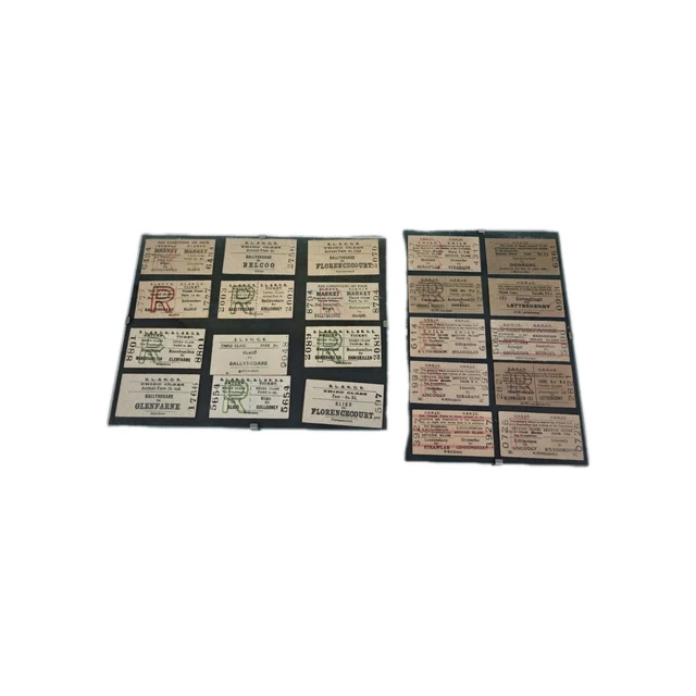 IRELAND IRISH RAILWAY Train Tickets Collection Glass Display 22 Tickets ...