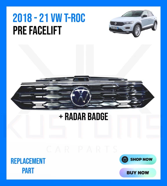 VOLKSWAGEN VW T-ROC 2018 - 2021 Front Bumper Centre Grill Black Ed ...
