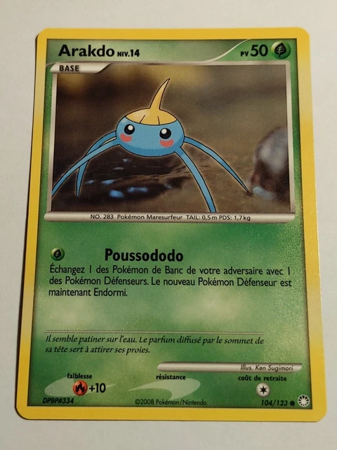 CARTE POKÉMON ARAKDO 104/123 DP Trésors Mystérieux EUR 1,00 - PicClick FR
