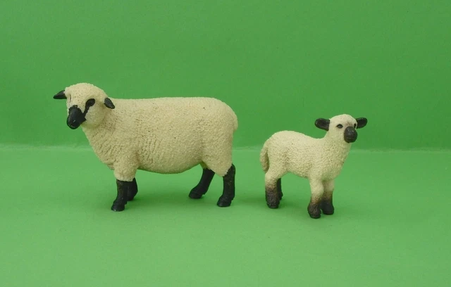 SCHLEICH 13681/13682 SHROPSHIRE Schaf+Lamm (2011) 8+6 cm Bauernhoftiere/ Schafe EUR 19,99 ...