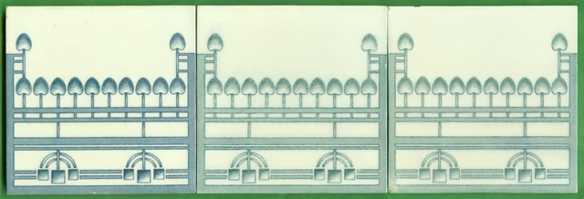 3X JUGENDSTIL FLIESE Fries, 3x Art Nouveau Tile Frieze, Tegel, NSTG ...