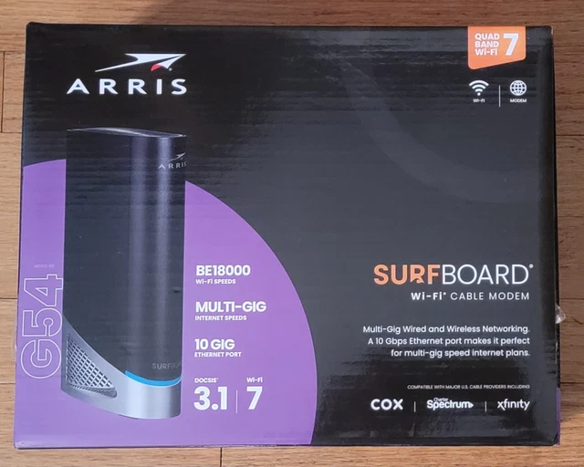 ARRIS SURFBOARD G54 Wi-Fi 7 Router and DOCSIS 3.1 Cable Modem BE18000 ...