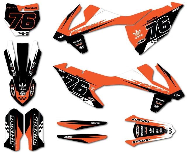 CUSTOM GRAPHICS, FULL kit Account style stickers to fit 2016 - 2018 KTM ...