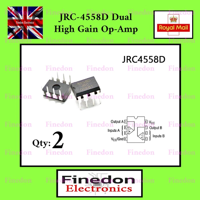 2 X JRC-4558D NJM4558D 4558 DUAL High Gain OP-AMP Internally Compensated IC £2.54 - PicClick UK