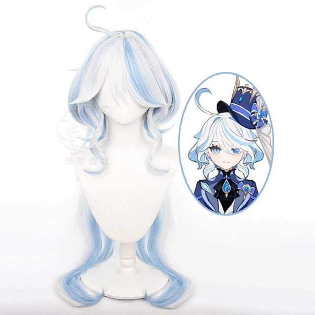 GENSHIN IMPACT FURINA Water God Furina Cosplay Blue And White Wig Props ...