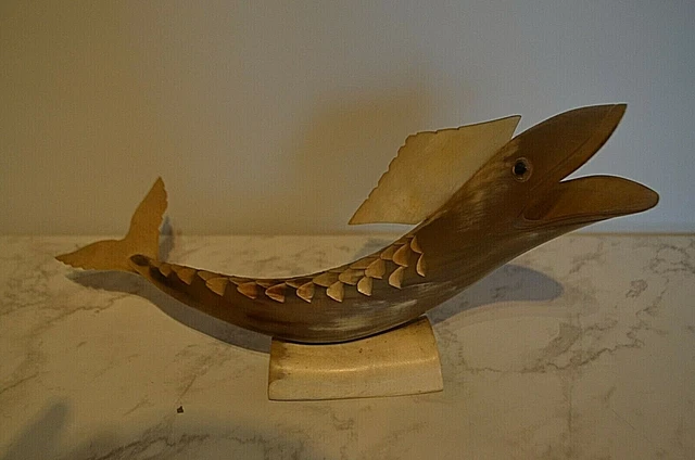 ANCIEN POISSON EN Corne Brochet Peche Cornemuse Viking Trompe Trompette ...