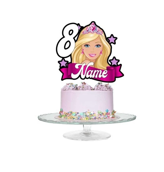 BARBIE CUTOUT CAKE Topper Personalised Name And Age £6.99 - PicClick UK