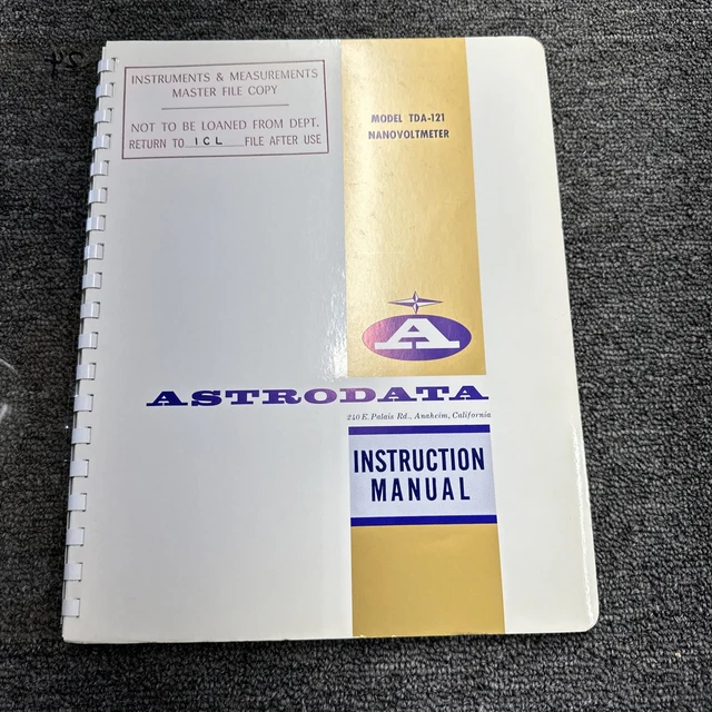 ASTRODATA MODEL TDA-121 Nanovoltmeter Instruction Manual £14.03 - PicClick UK