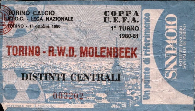 BIGLIETTO STADIO TORINO-R.W.D Molenbeek 1980-81 Coppa Uefa n 003202 EUR 12,00 - PicClick IT