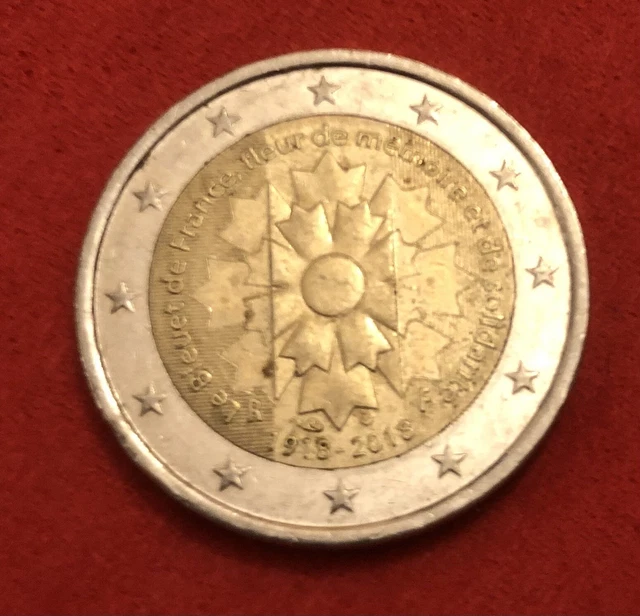 PIECE 2 EUROS commémorative France rare 1918-2018 le bleuet de France ...