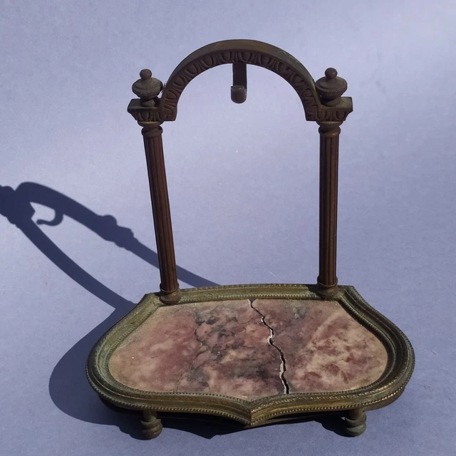 ANCIEN PORTE MONTRE à gousset en bronze et marbre (cassé) EUR 30,00 ...