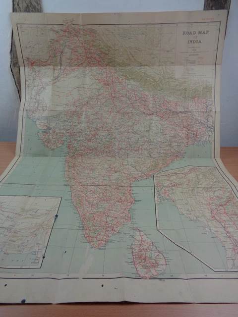 ORIGINAL WW2 BRITISH Army "ROAD MAP OF INDIA" (Featuring CEYLON & BURMA ...