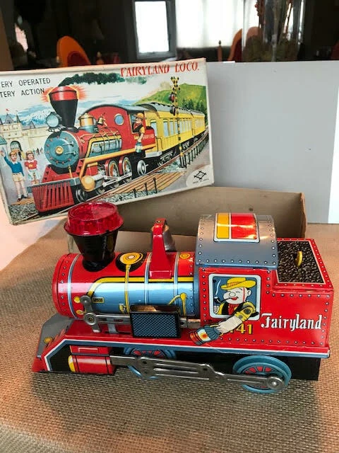 VINTAGE FAIRYLAND TIN Train Lithograph Toy in Orig Box ~ Circa 1950's ...