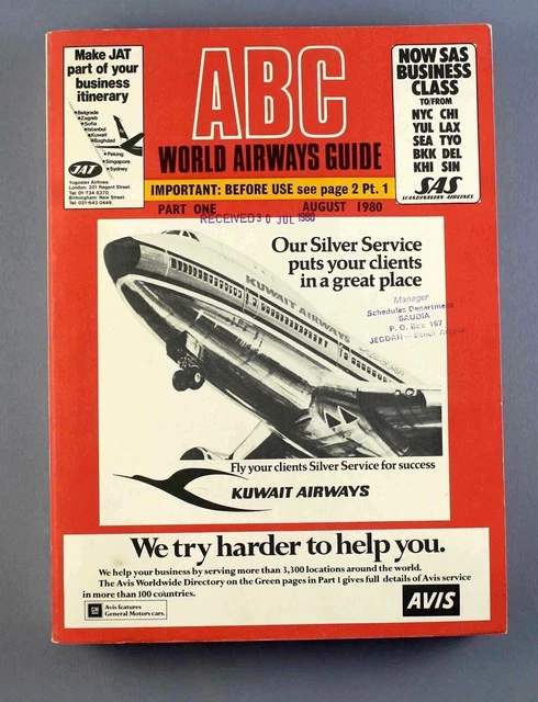 ABC WORLD AIRWAYS Guide August 1980 Airline Timetable Part One Red Book ...