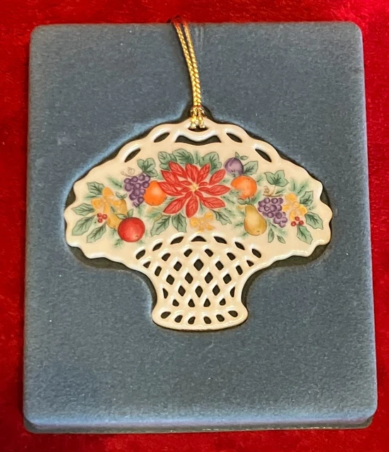 LENOX VICTORIAN LACE Basket Double Sided Painted Flat Christmas ...