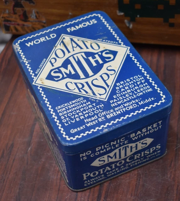ANTIQUE 1930S SMITH'S Potato Crisps Packaging Tin £22.00 - PicClick UK