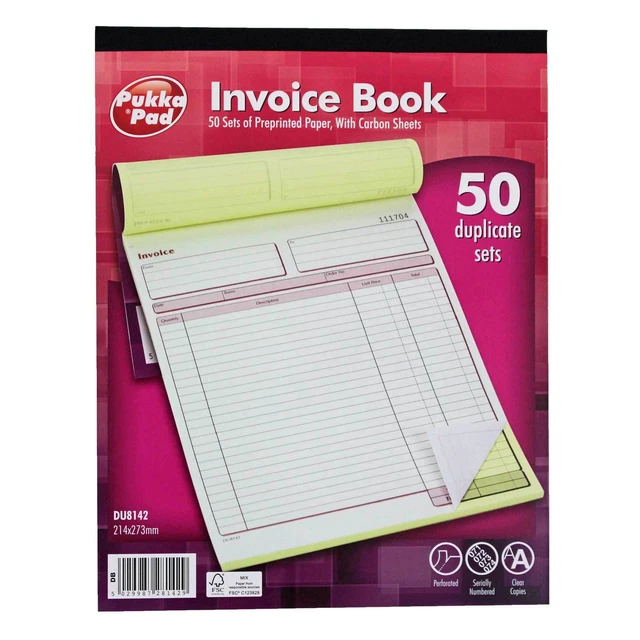 LARGE DUPLICATE INVOICE Book Pad w/ Carbon Sheets 50 Set - 214x273mm - Pukka Pad £7.99 - PicClick UK