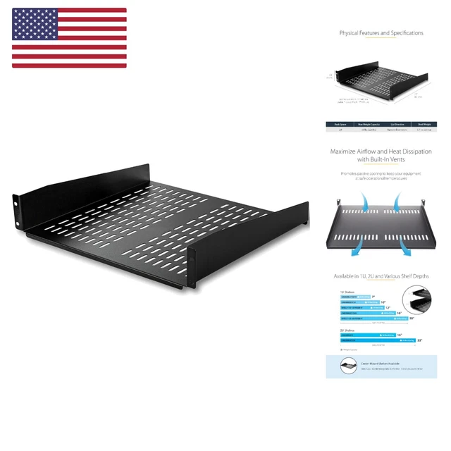 2U SERVER RACK Shelf - Universal Vented Rack Mount Cantilever Tray for ...