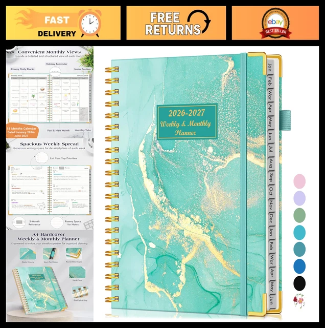 2026-2027 PLANNER, 18-MONTH Weekly & Monthly Calendar, A4 Large ...