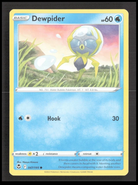DEWPIDER 047/195 COMMON SWSH12: Silver Tempest Pokemon tcg Card CB-1-2 ...