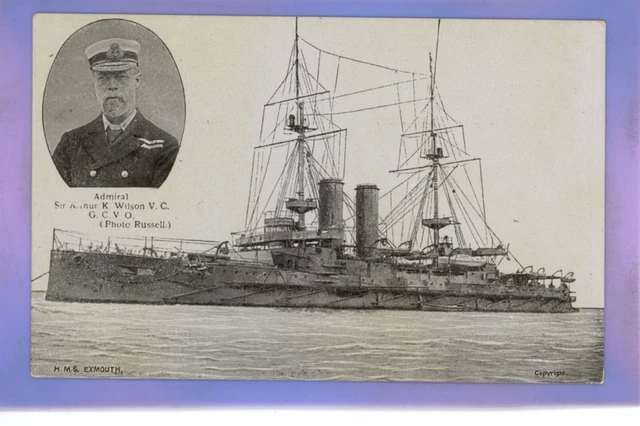 HMS EXMOUTH DUNCAN Class Navy Battleship Ship Ww1 War Military Postcard ...