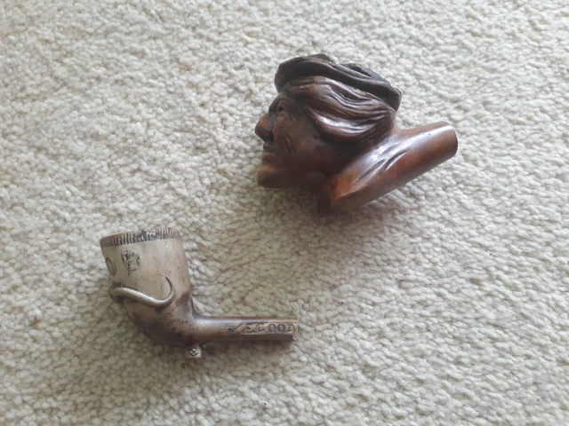 ANTIQUE FREEMASON RAOB Clay pipe CA. 1800'S + native american pipe bowl ...