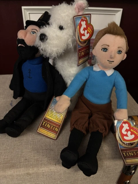 TIN TIN SNOWY Ty Plush Set Captain Haddock Three Toys Joblot Tagged £19 ...