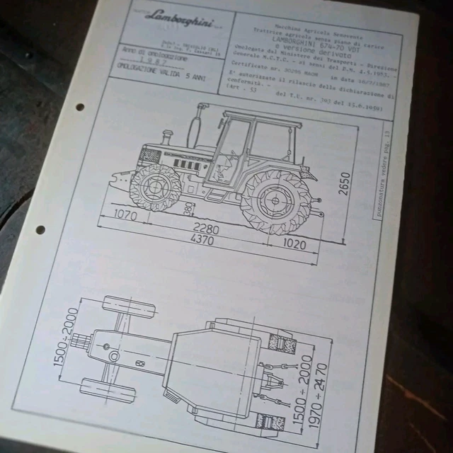 SCHEDA TECNICA TRATTORE LAMBORGHINI 674-70 VDT Diagram Specs Originale ...